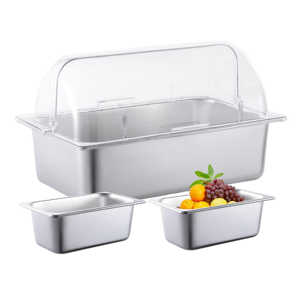 WAASOSCON Chilled Condiment Server 2 Grids Countertop Ice Food Serving ...
