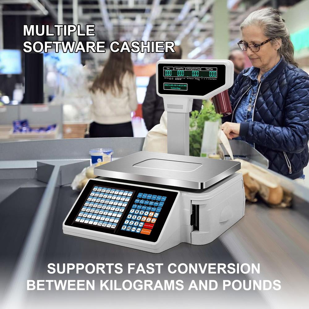 WAASOSCON Commercial Label Printing Scale System, Double-Display ...