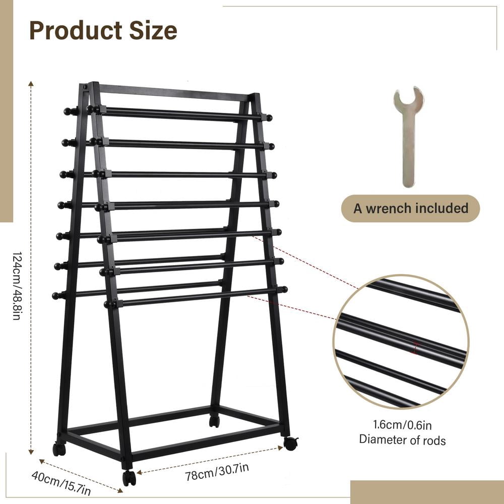 WAASOSCON Double-Sided Ribbon Spool Rack, 120x70cm/47.2x27.6 Inch Metal ...