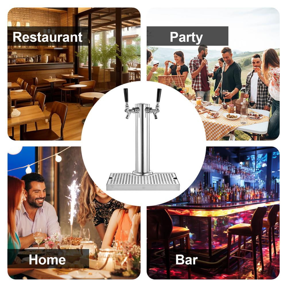 WAASOSCON Double-Tap Kegerator Kit, Stainless Steel Beer Tower ...