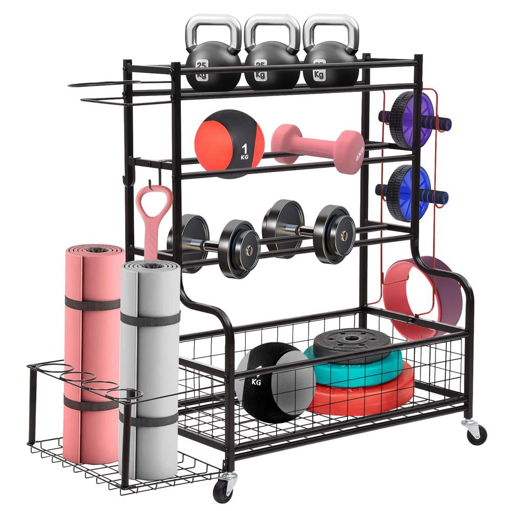 WAASOSCON Dumbbell Rack with Wheels - 440lbs Capacity Weight Stand Gym ...