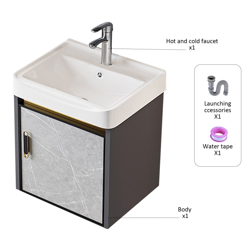 WAASOSCON Floating Vanity with Ceramic Basin, 17x13.8in Single Door ...