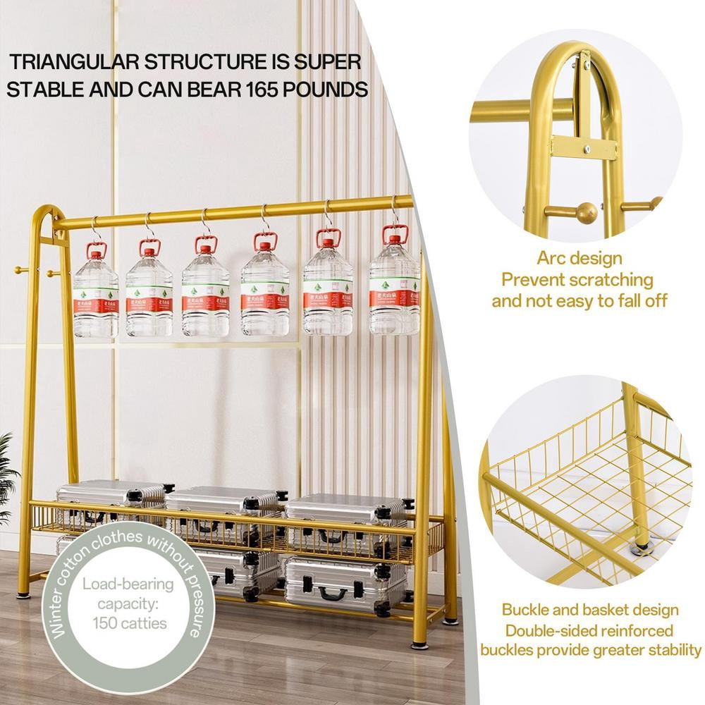 WAASOSCON Garment Rack Freestanding Wardrobe Storage Rack Clothes ...