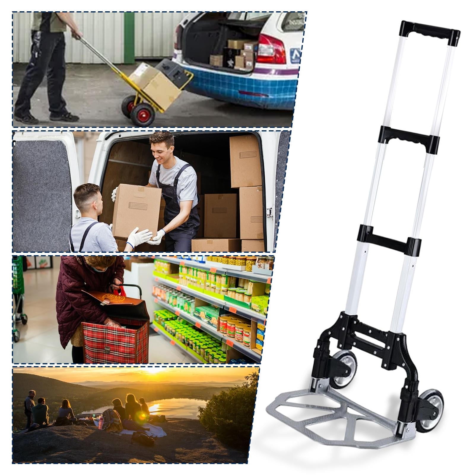 WAASOSCON Hand Truck | Thickened Push Manual Trolley | Foldable ...