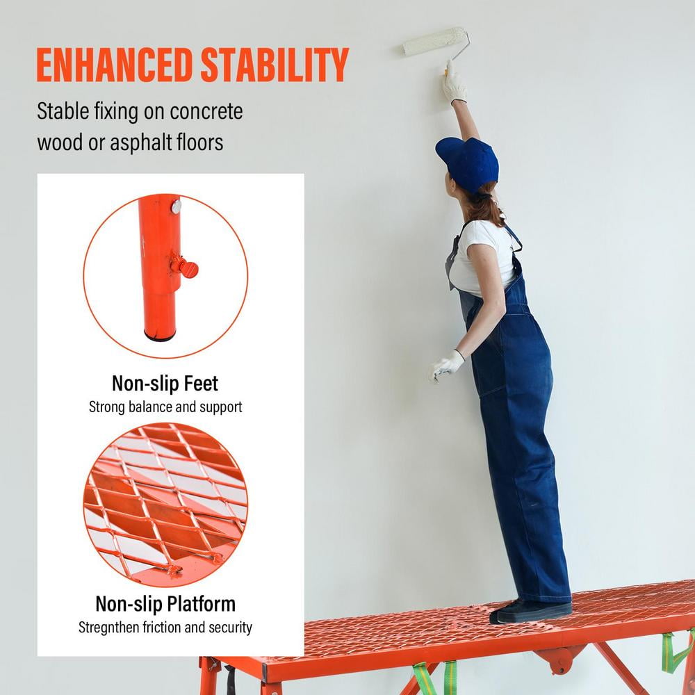 WAASOSCON Heavy Duty Scaffolding Ladder, 771Lbs Capacity Adjustable ...