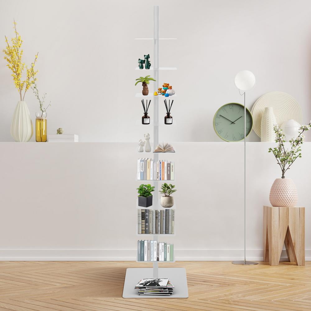 WAASOSCON Metal Spine Bookshelf 9-Tier Metal Vertical Bookshelf Spine ...