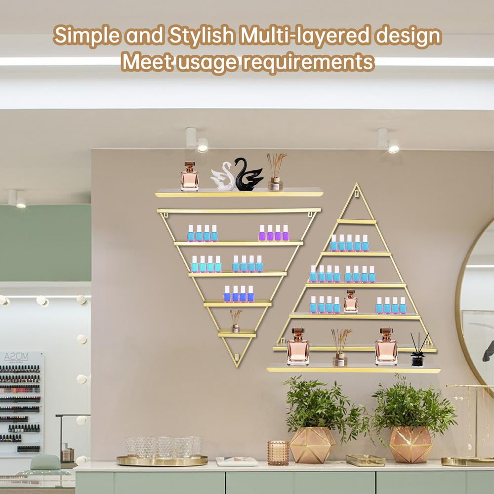 WAASOSCON Perfume Wall Organizer Triangular 5-Tier Floating Shelves for ...
