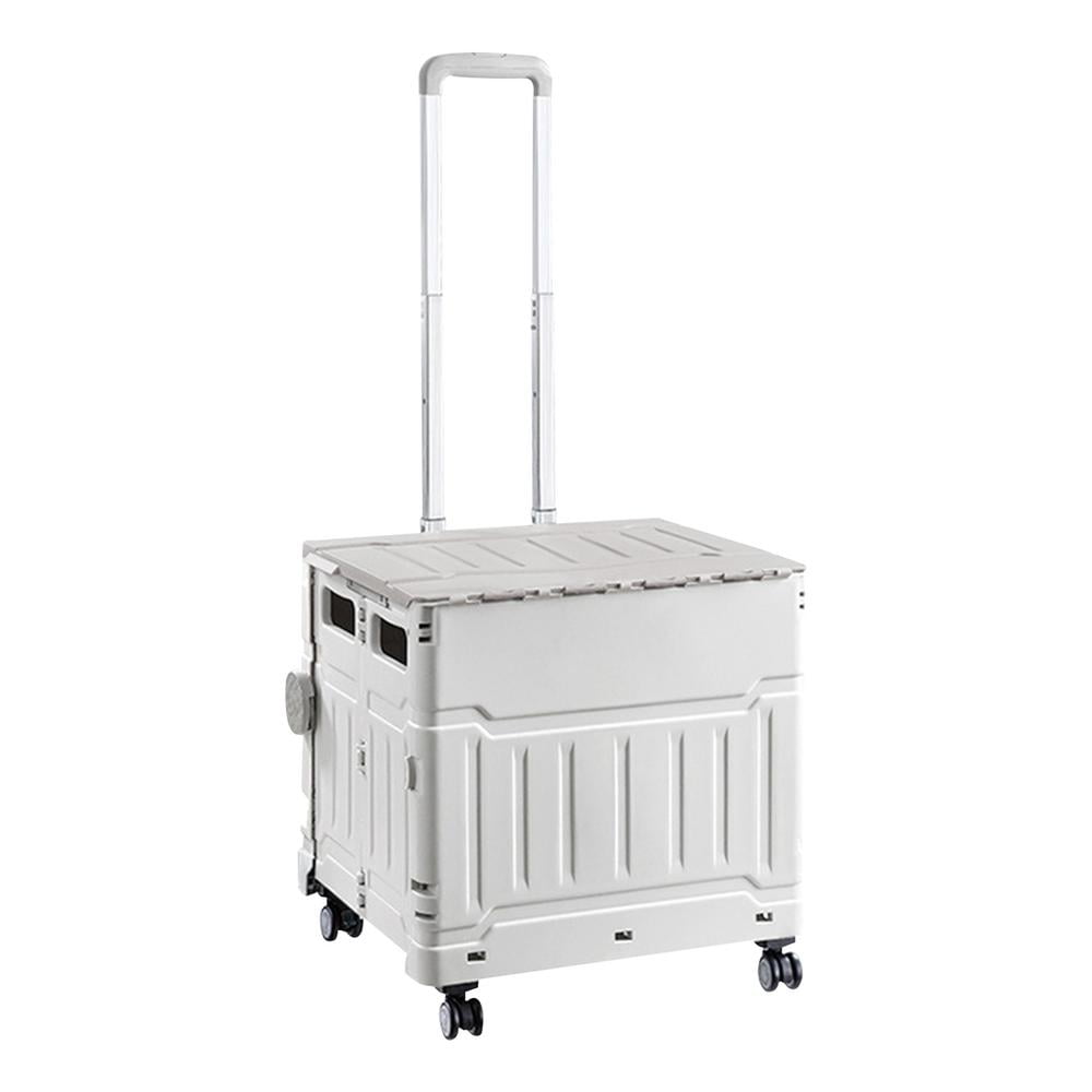 WAASOSCON Rolling Crate Shopping Crate Grey Folding Teacher Rolling ...