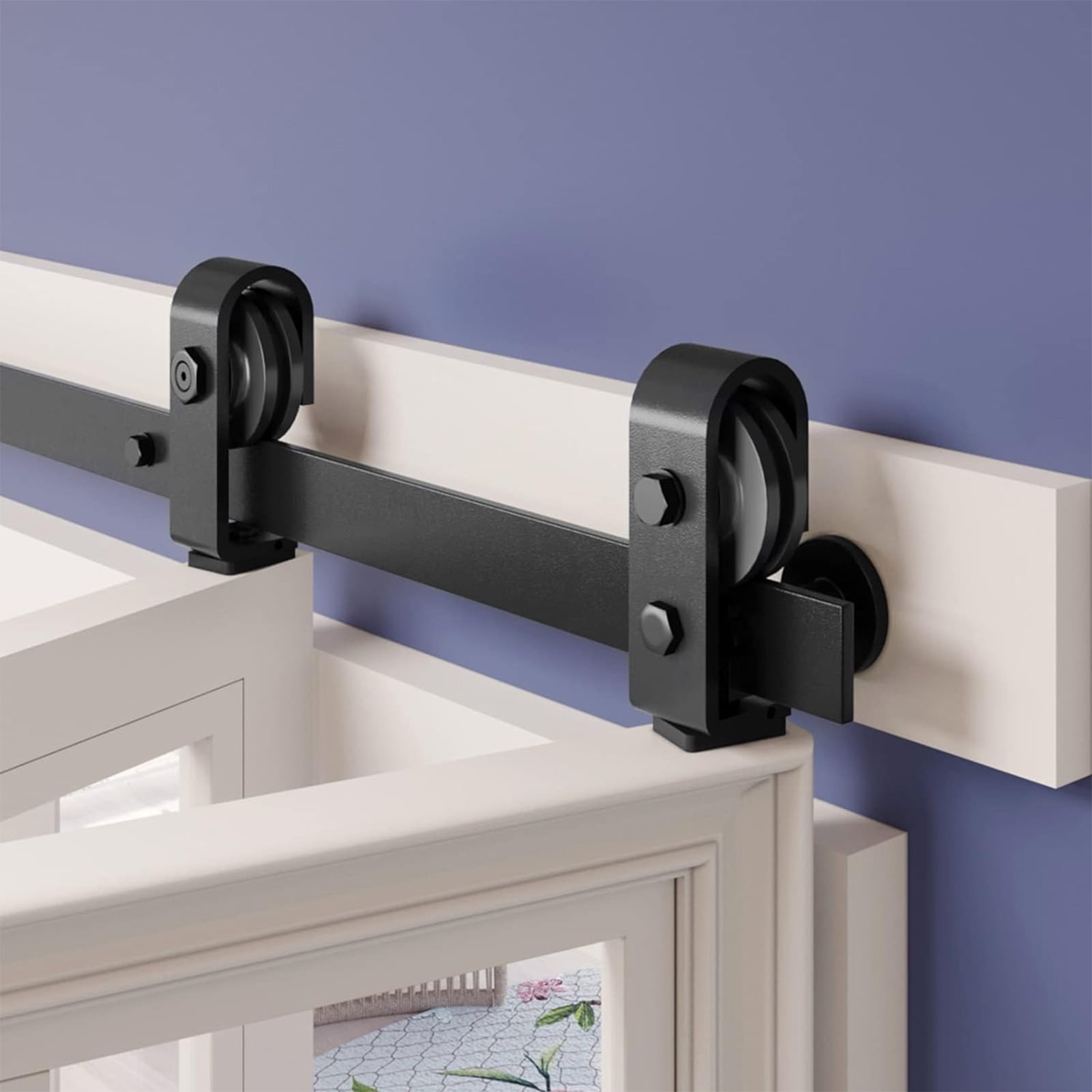 WAASOSCON Sliding Barn Door Hardware Track Kit | Top Mount Roller Heavy ...