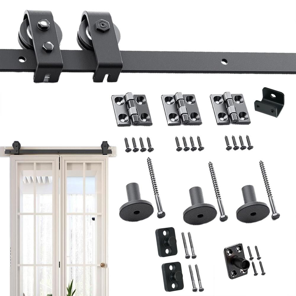 WAASOSCON Sliding Barn Door Hardware Track Kit | Top Mount Roller Heavy ...