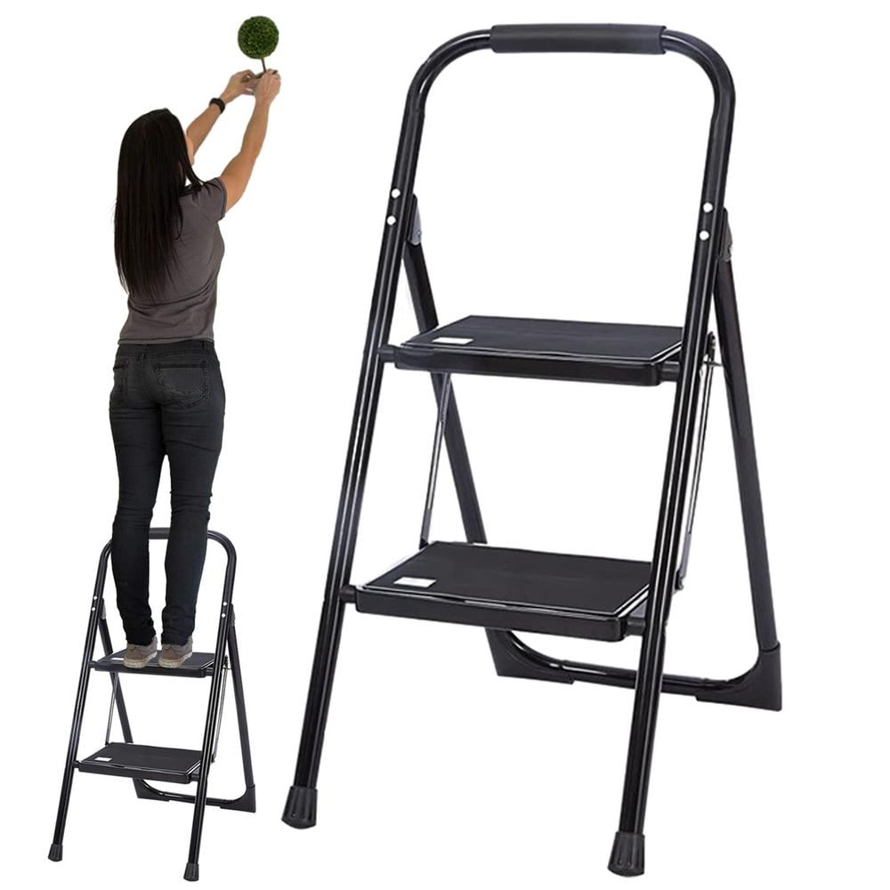 WAASOSCON Step Stool Ladder | 2-Steps Ladder Stool with Handrails ...