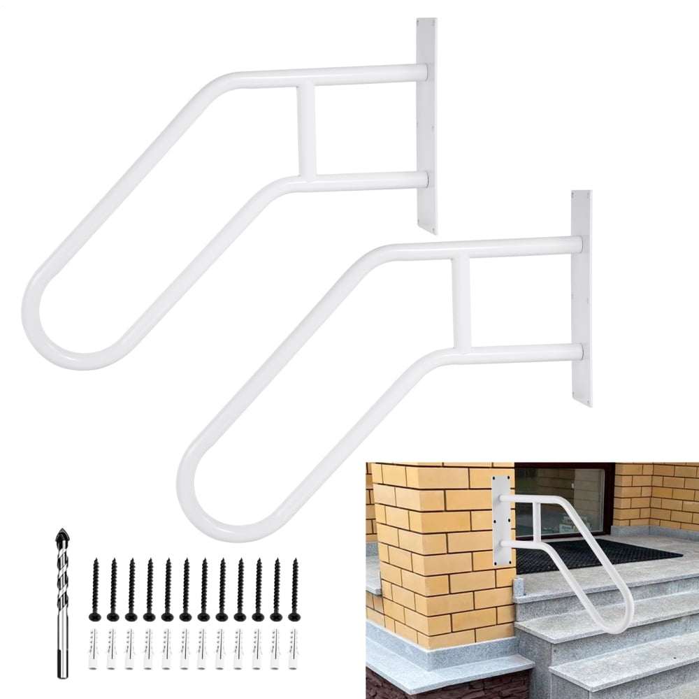 WAASOSCON U-Shaped Outdoor Handrail for 1-3 Steps, Wall-Mounted Metal ...