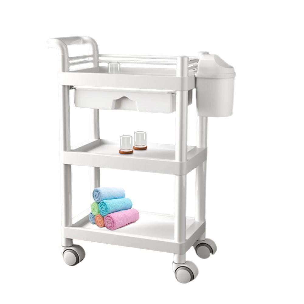 WAASOSCON Utility Rolling Cart Safe 3-Tier Utility Carts Rolling Cart ...