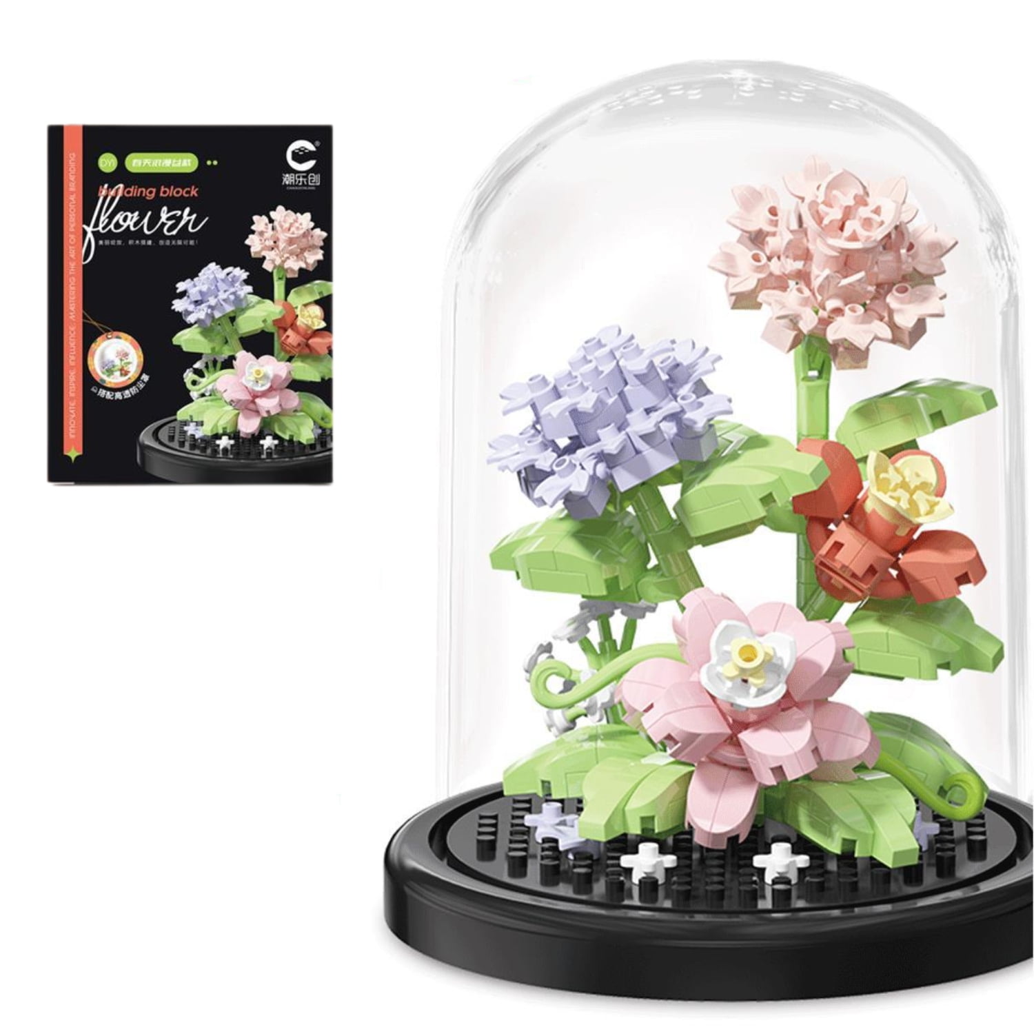 WAAYEE Bonsai Potted Flowers Micro Bricks Building Set with Dust Cover ...