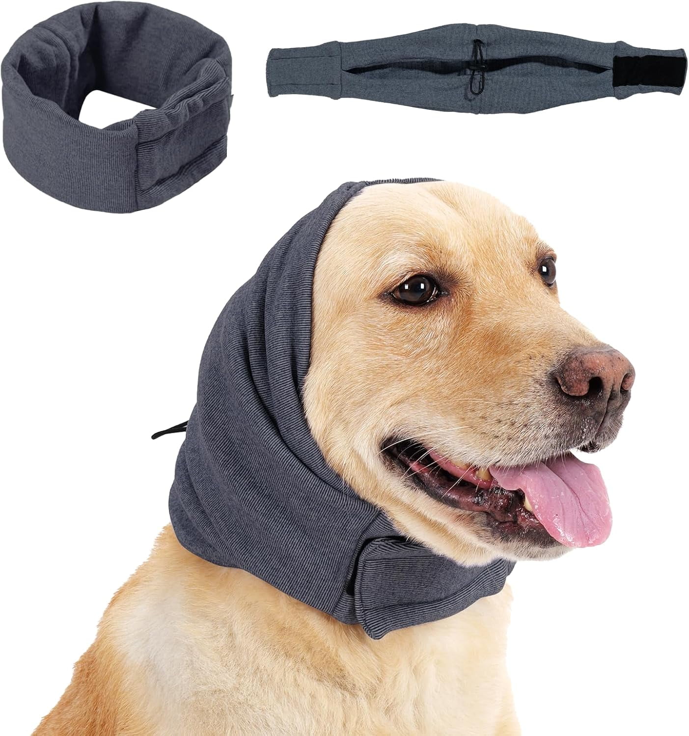 WAAYEE Dog Calming Hoodie & No Shake Ear Wraps, Adjustable Noise ...
