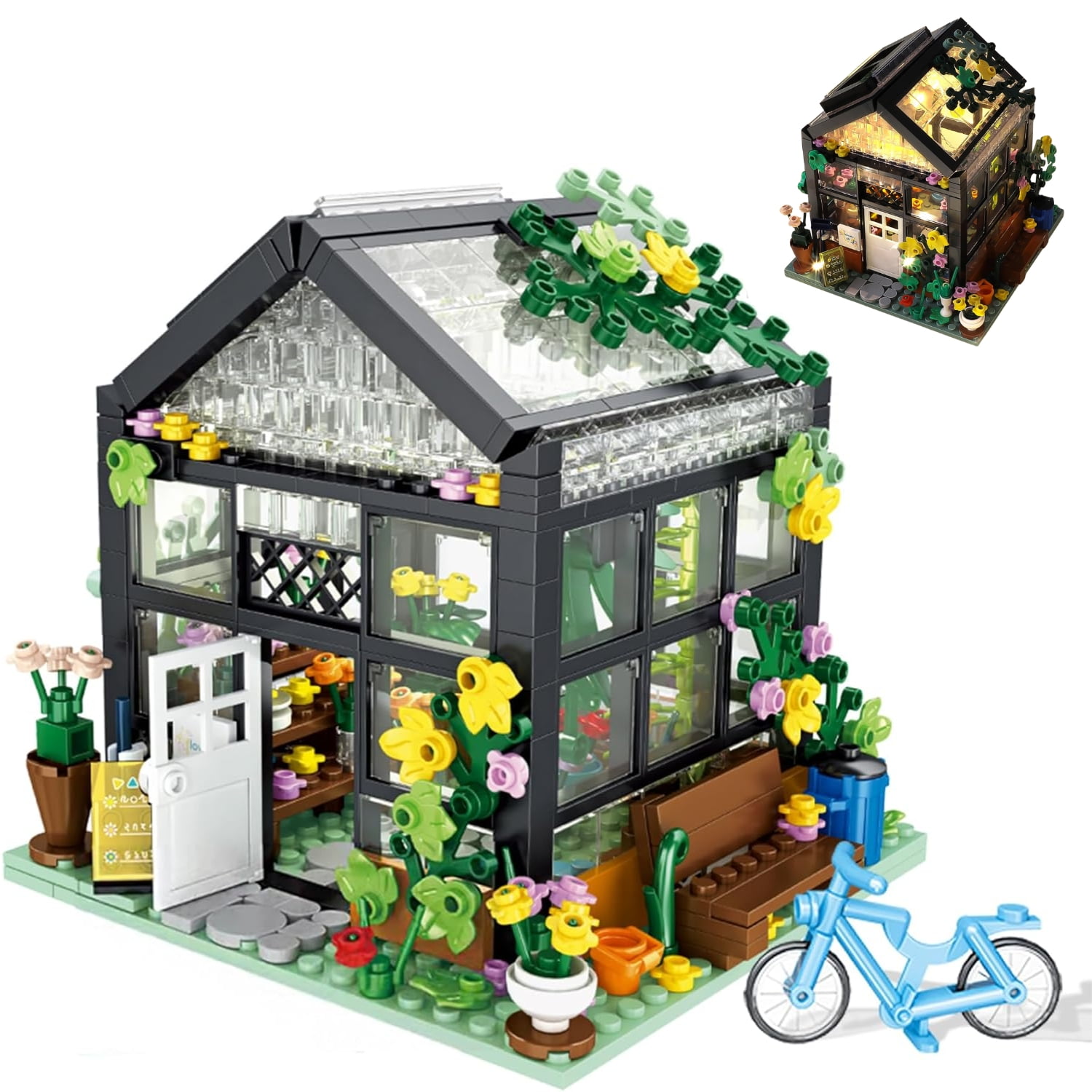 WAAYEE Flower House Building Mini Set with LED, City Street View ...