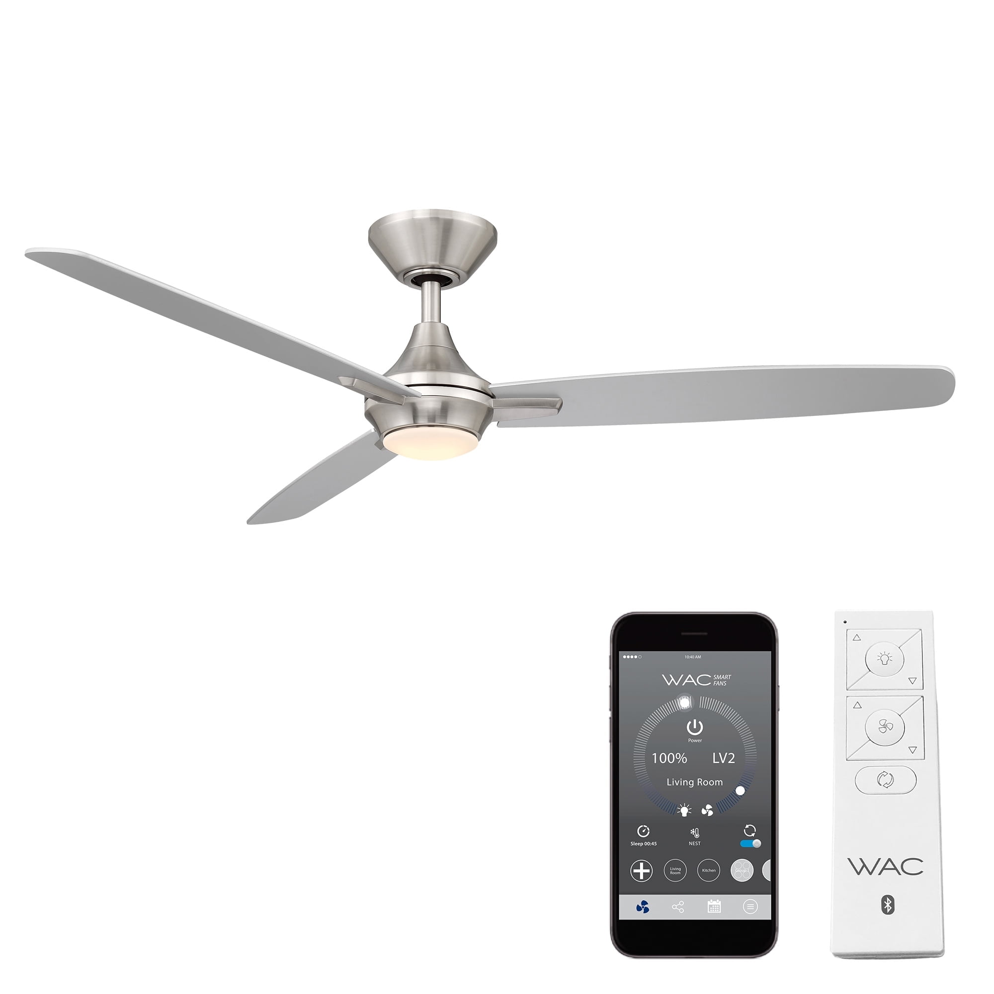 Blitzen 3-Blade 54in Indoor/Outdoor Smart Fan, Brushed Nickel with LED ...