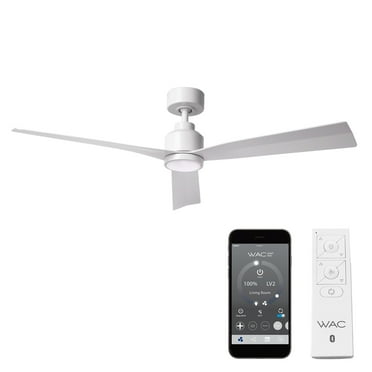 WAC Hug 52" Matte White Dimmable LED Smart Flush Mount Ceiling Fan with ...