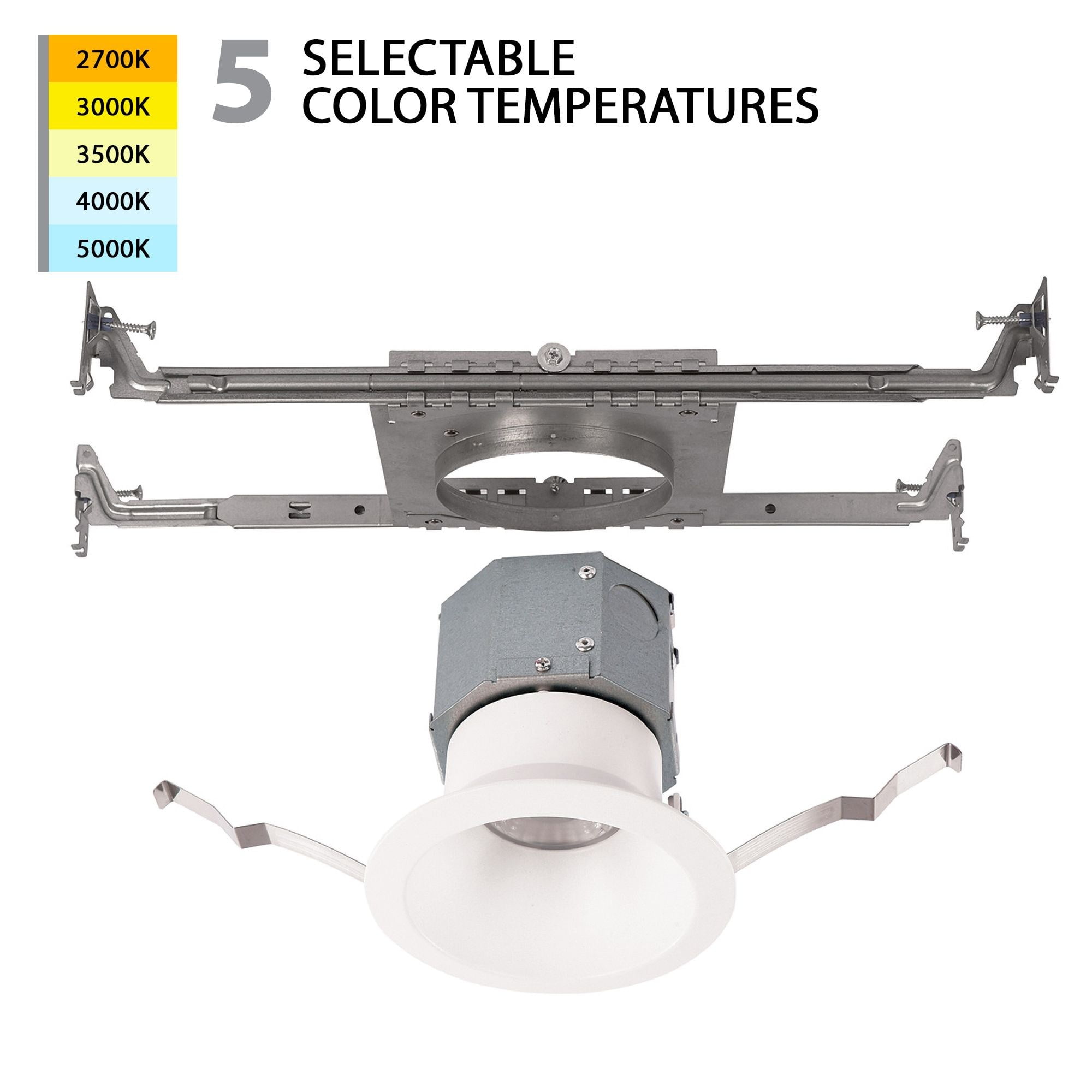 WAC Lighting Pop-in 4" Round LED 5-CCT New Construction Recessed Kit in ...
