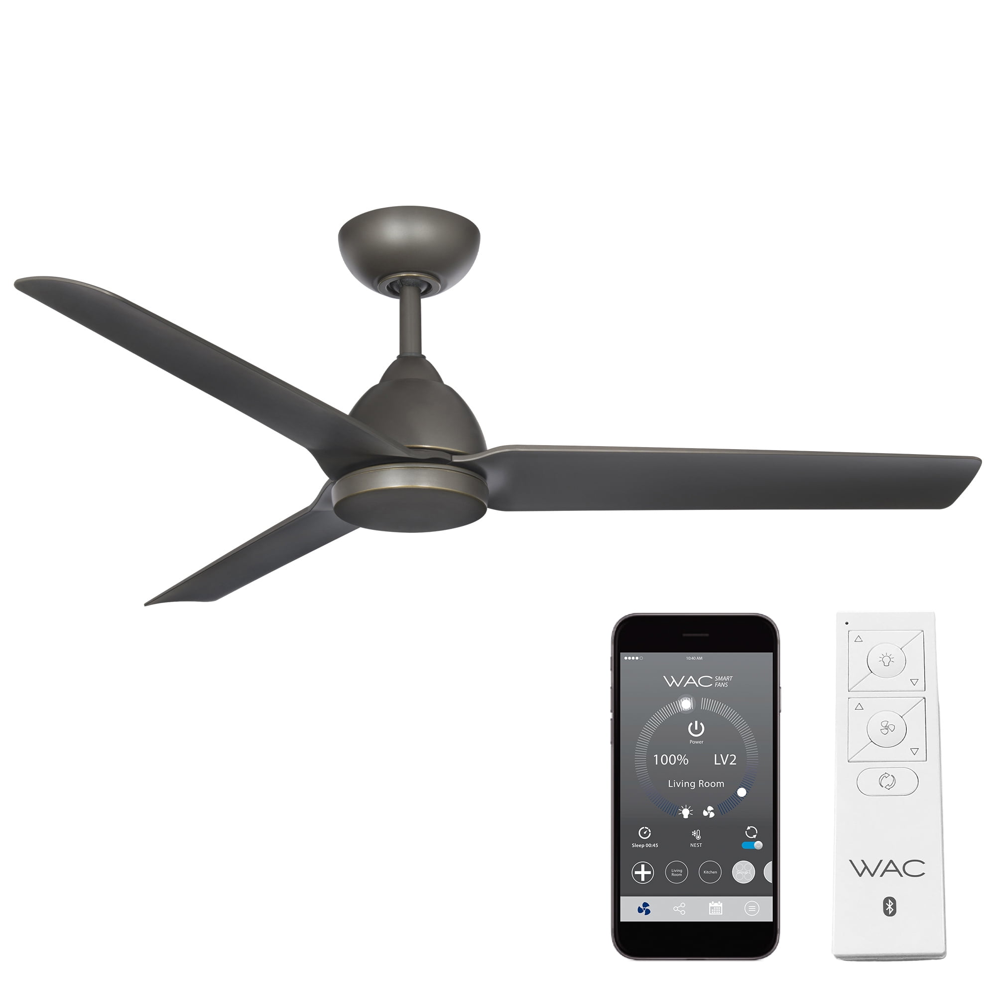 WAC Mocha 54" Oil Rubbed Bronze Smart Ceiling Fan with Remote Control ...