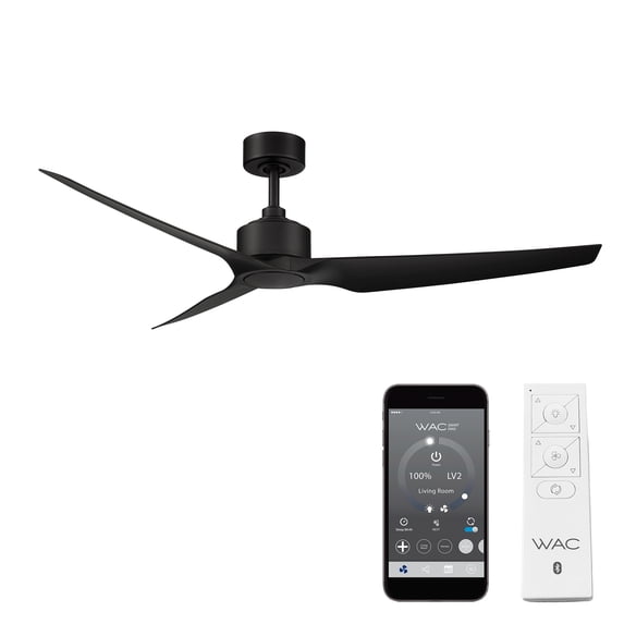 WAC Lighting Stella 60in Smart Ceiling Fan, Matte Black, Indoor/Outdoor ...