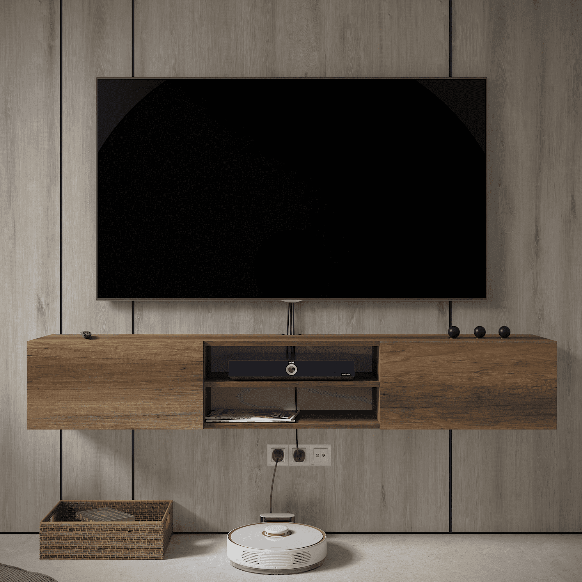 WACO FLOATING TV STAND MODERN MEDIA CONSOLE UP TO 80"TVs UNDER TV SHELF ...