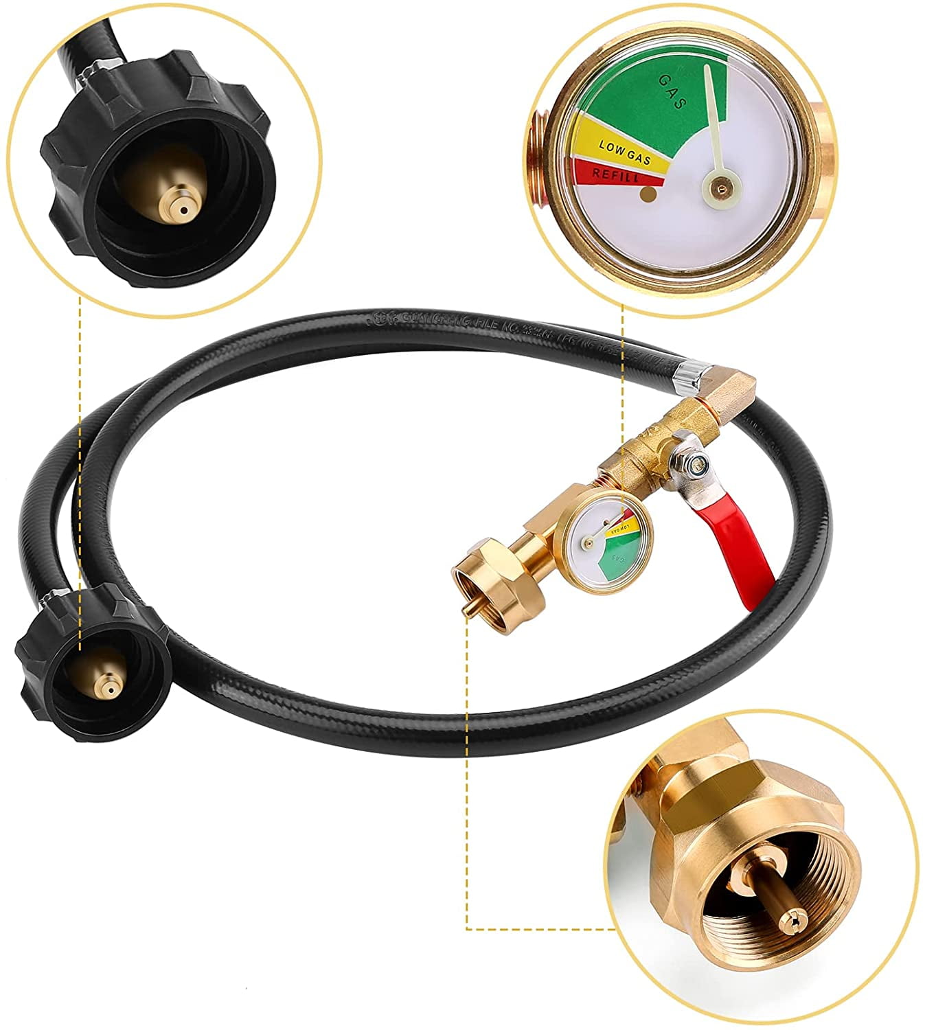 Propane Refill Adapter Hose with Gauge, 4FT/48'' Propane Tank Refill ...