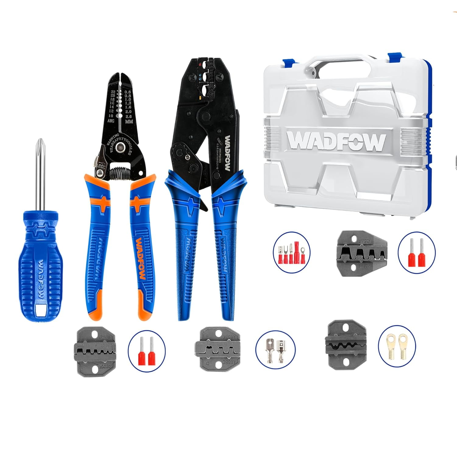 WADFOW Crimping Plier and Wire Stripper Set with 1 pcs Phillips ...