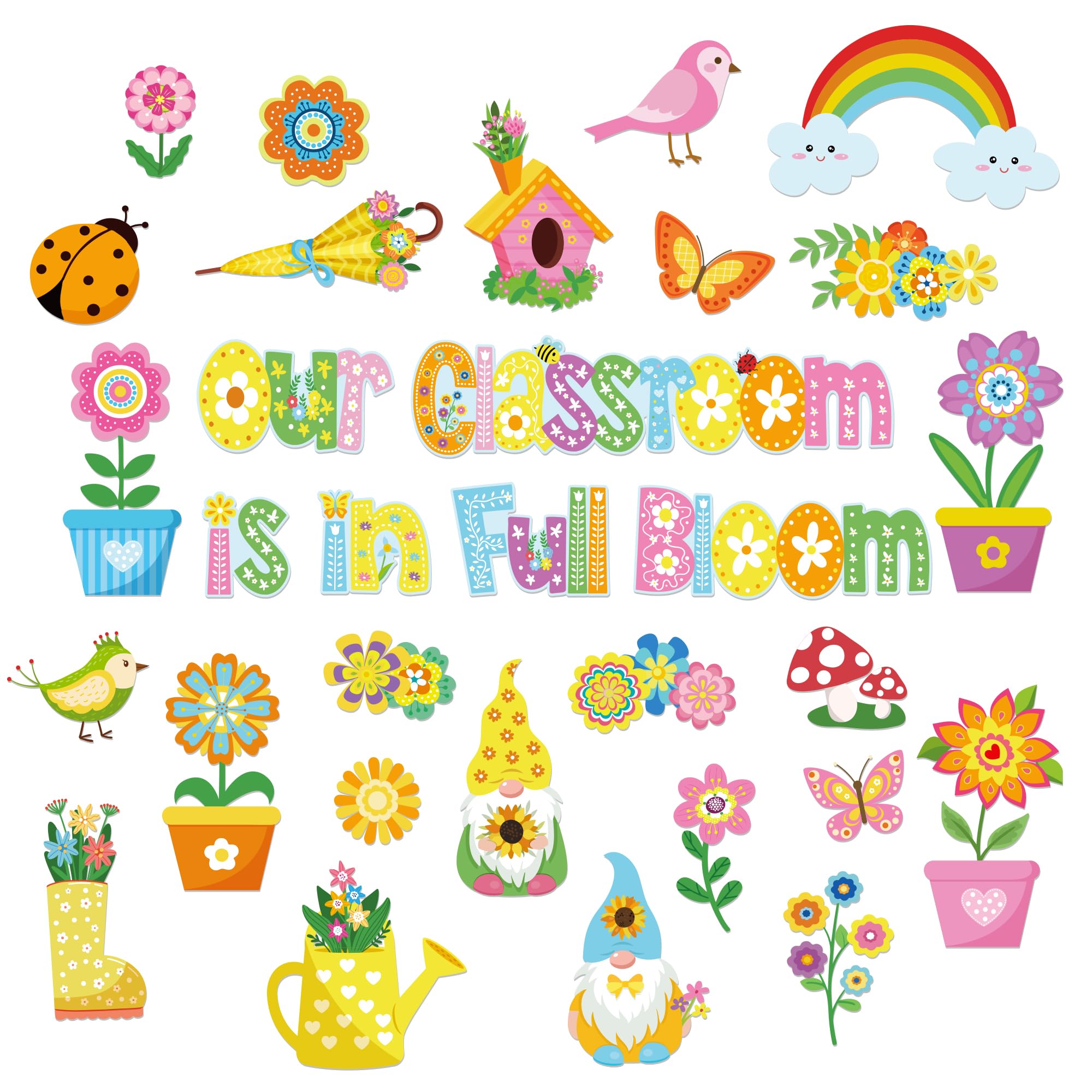 WAEKIYTL 56Pcs Spring Cutouts Set for Bulletin Board Decor with 60Pcs ...