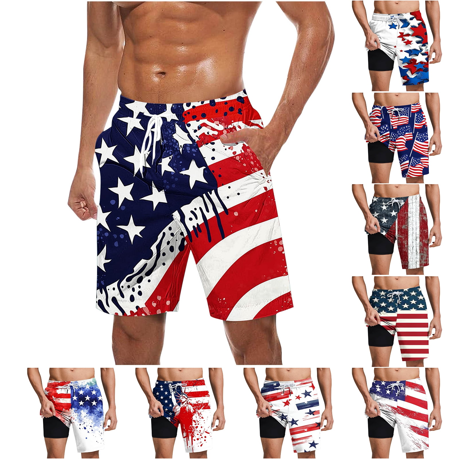 WAENQINLA 4th of July Men's Quick Dry Swim Trunk Patriotic America USA ...