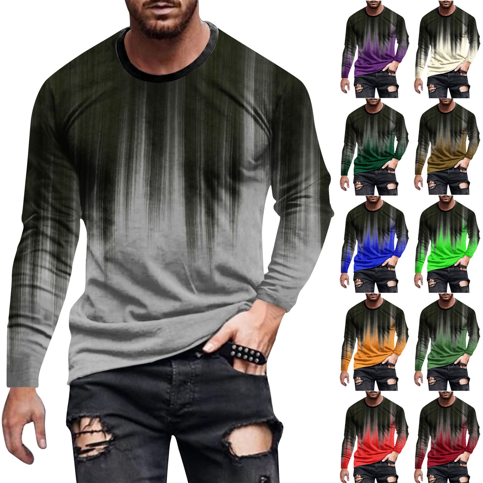 WAENQINLA Big and Tall Shirts Men Fashion Gradient Color Graphic Tees ...