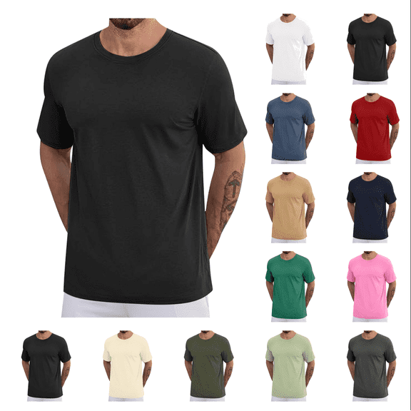 AnuYalue Mens Crew Neck T-Shirts Big and Tall Fashion Tees Printed Tee ...