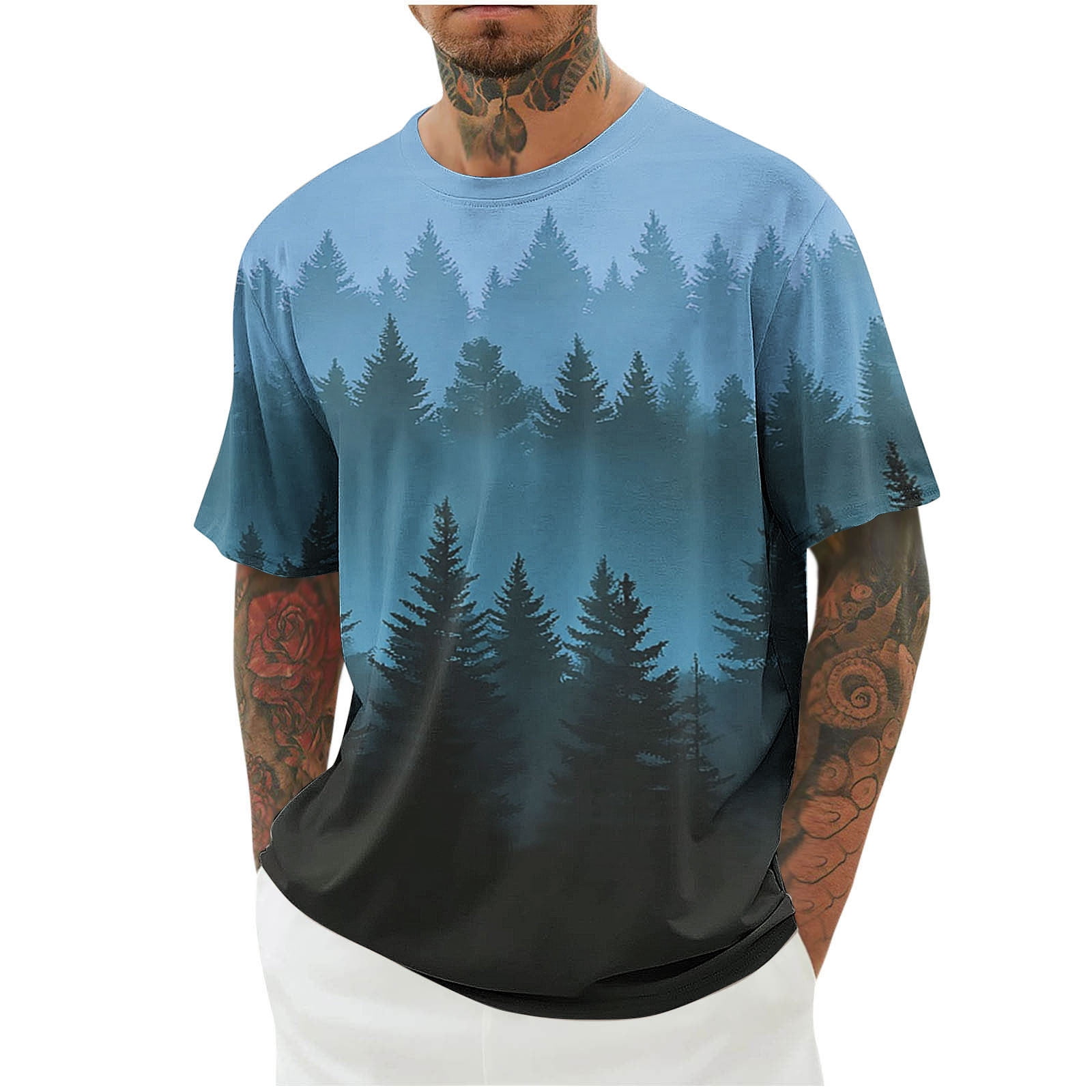 WAENQINLA Big and Tall Men's 3D Graphic T-Shirt Funny Novelty Print Short Sleeve T-Shirt for ...