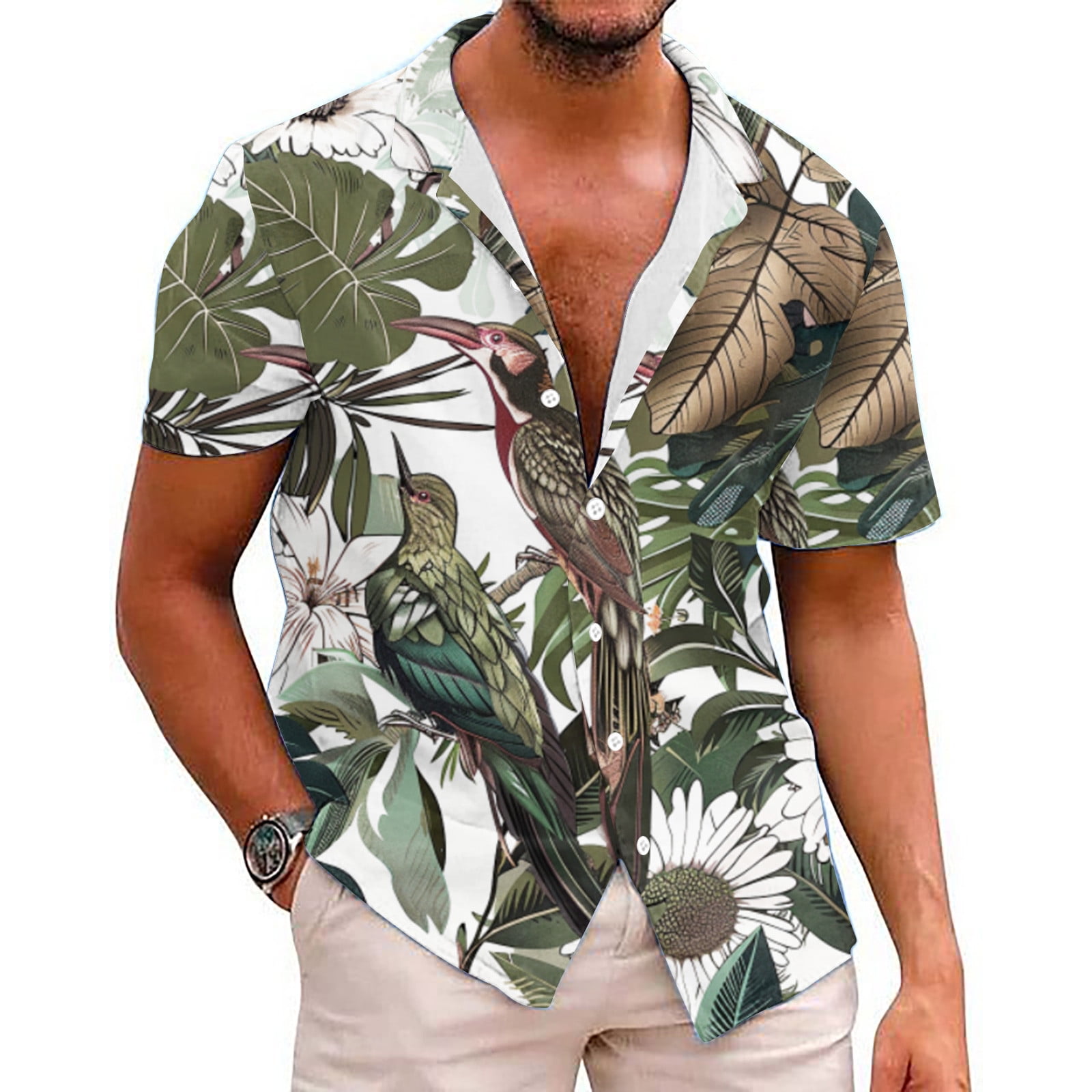 WAENQINLA Hawaiian Shirt for Men Summer Tropical Graphic Beach Shirts ...