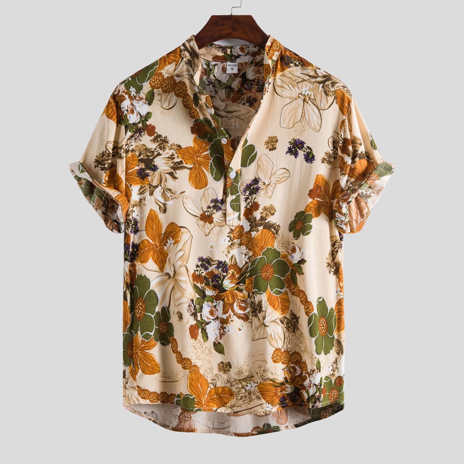 WAENQINLA Hawaiian Shirt for Men Summer Tropical Print Beach Shirts ...
