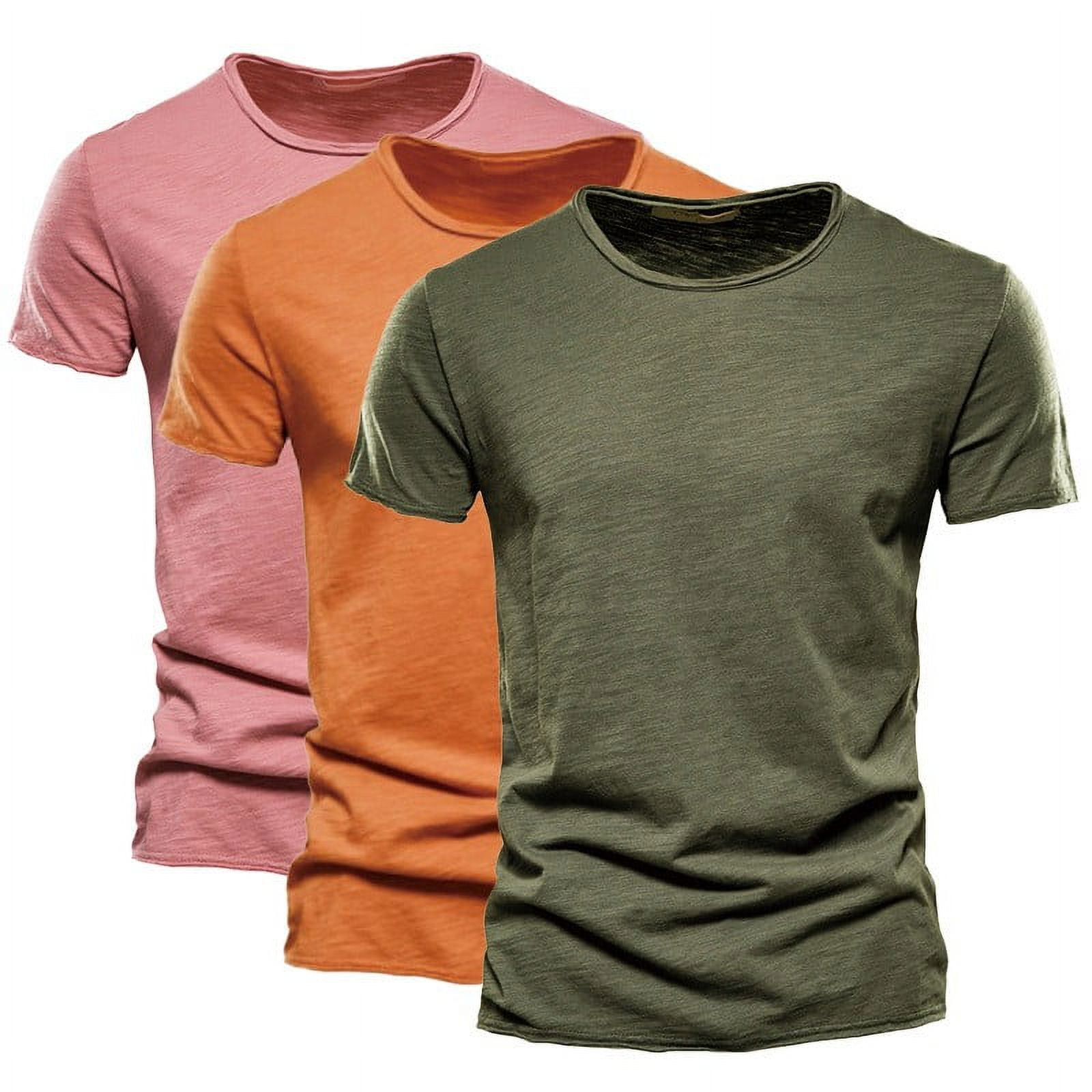 WAENQINLA Men's Cotton T-Shirts Big and Tall Classic 3-Pack Crew Neck Shirts for Men Comfort ...
