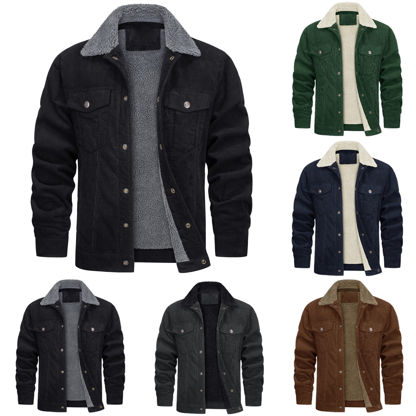 WAENQINLA Men's Jackets Casual Button Down Cargo Jacket Long Sleeve ...