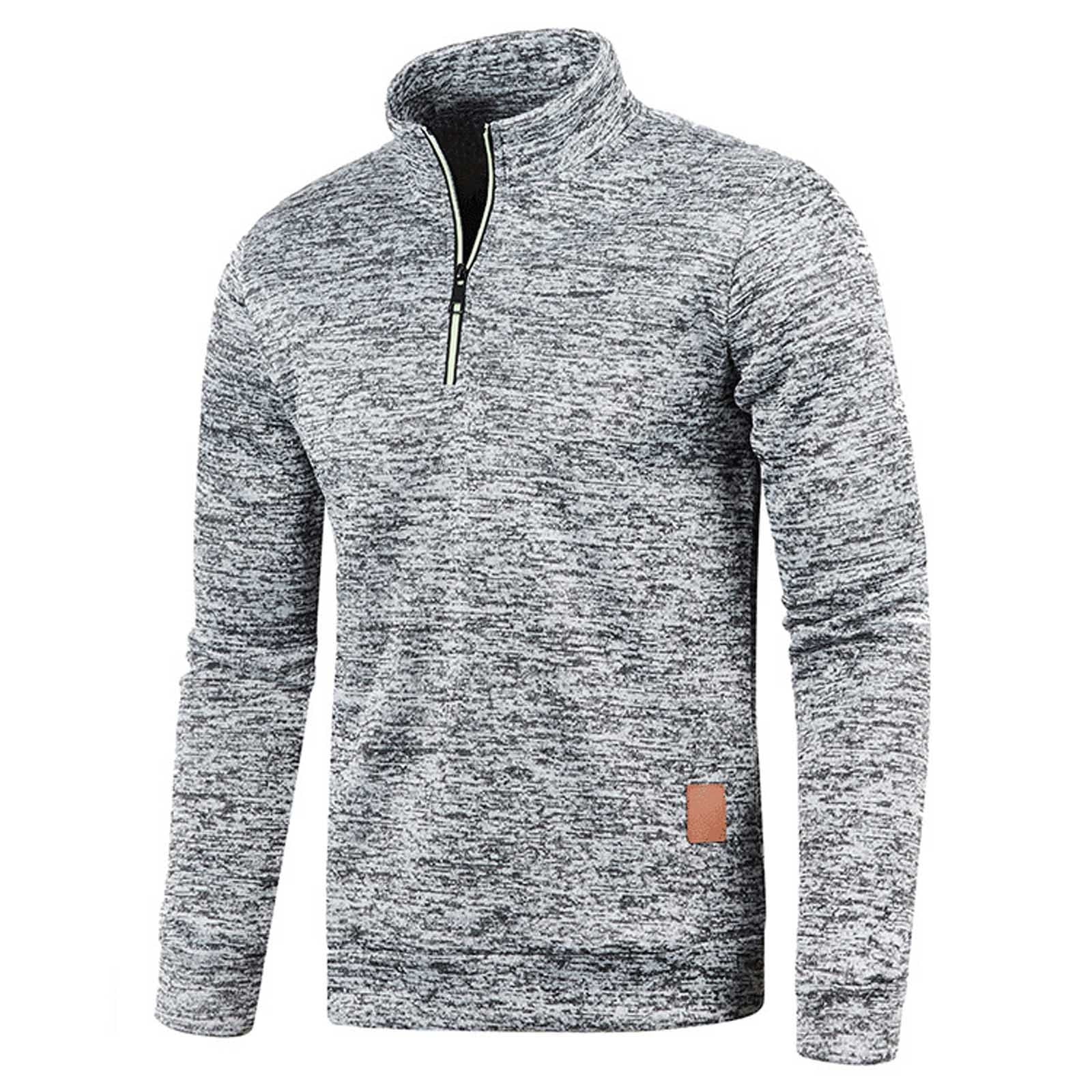 WAENQINLA Men's Quarter Zip Sweatshirts Fleece Lined Knitted Pullover ...