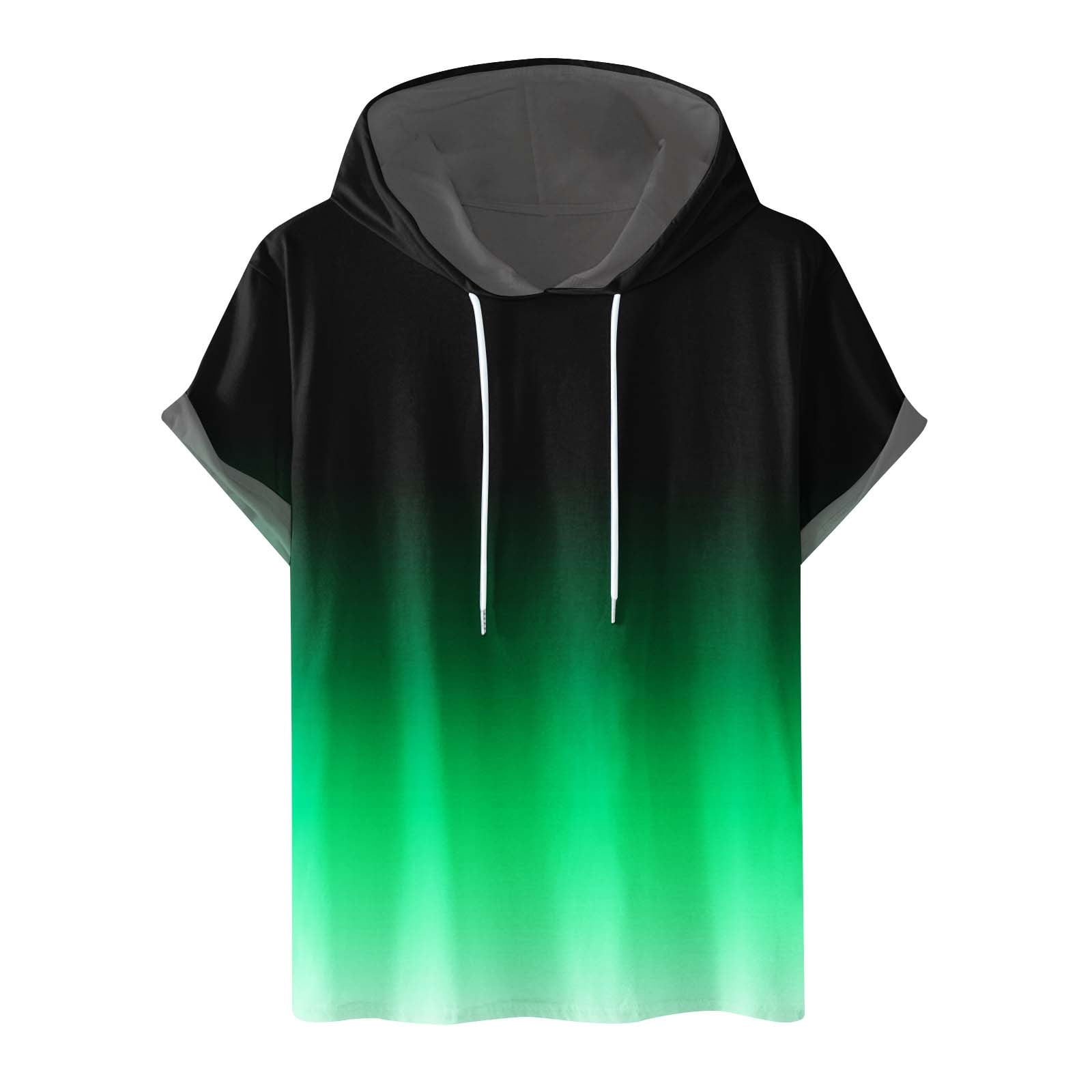 WAENQINLA Men's Short Sleeve Hoodie Gradient Color Workout Gym ...