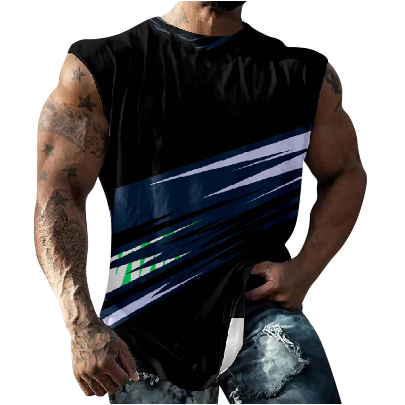 WAENQINLA Men's Tank Tops Big and Tall Muscle Sleeveless Shirts Casual Graphic Tees Sports ...