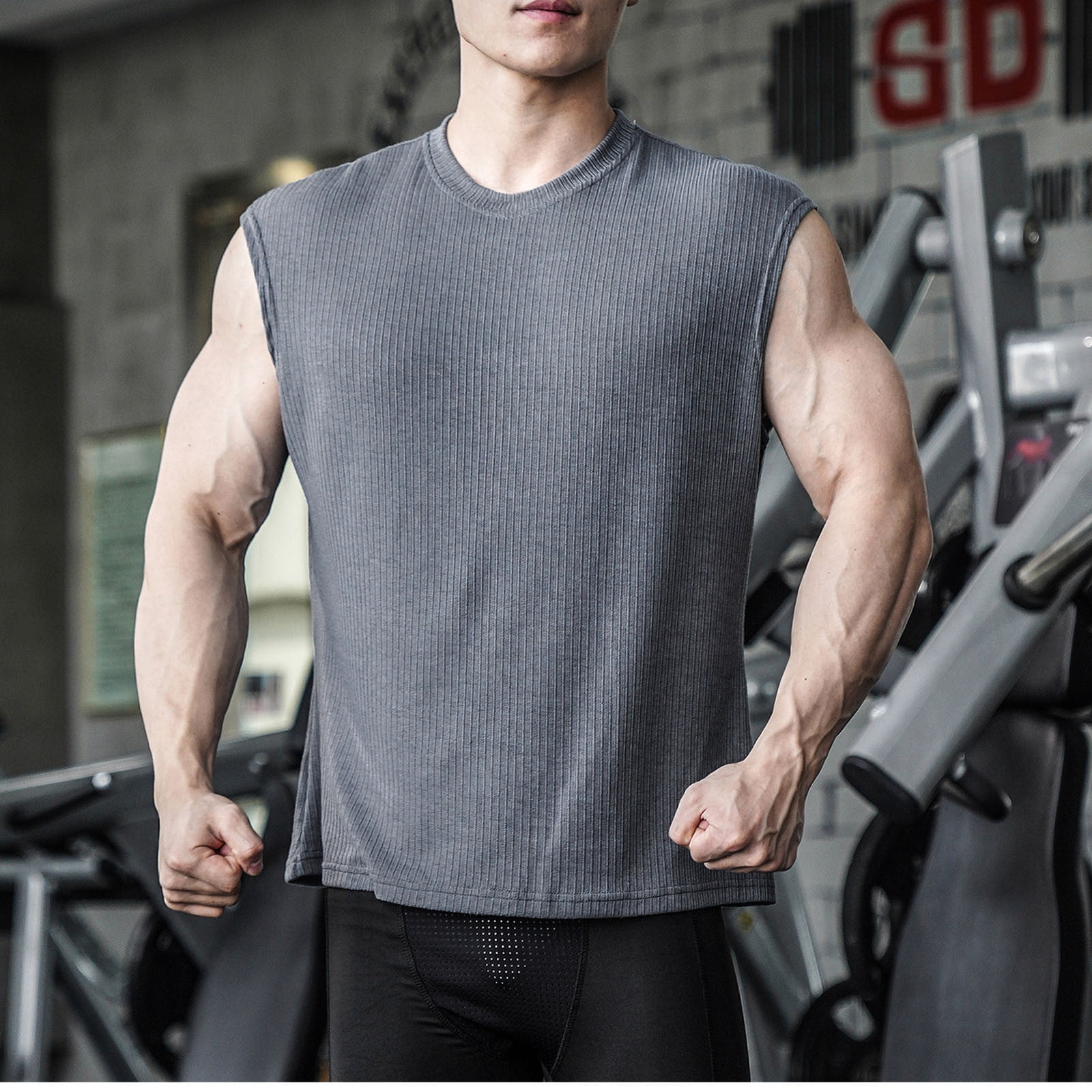 WAENQINLA Men's Tank Tops Gym Muscle Fitted Ribbed Textured Knit Tank ...