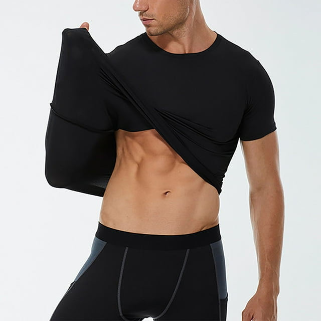 WAENQINLA Men's Workout Shirts Short Sleeve Bodybuilding Gym Athletic Tops Slim Fit Crewneck ...