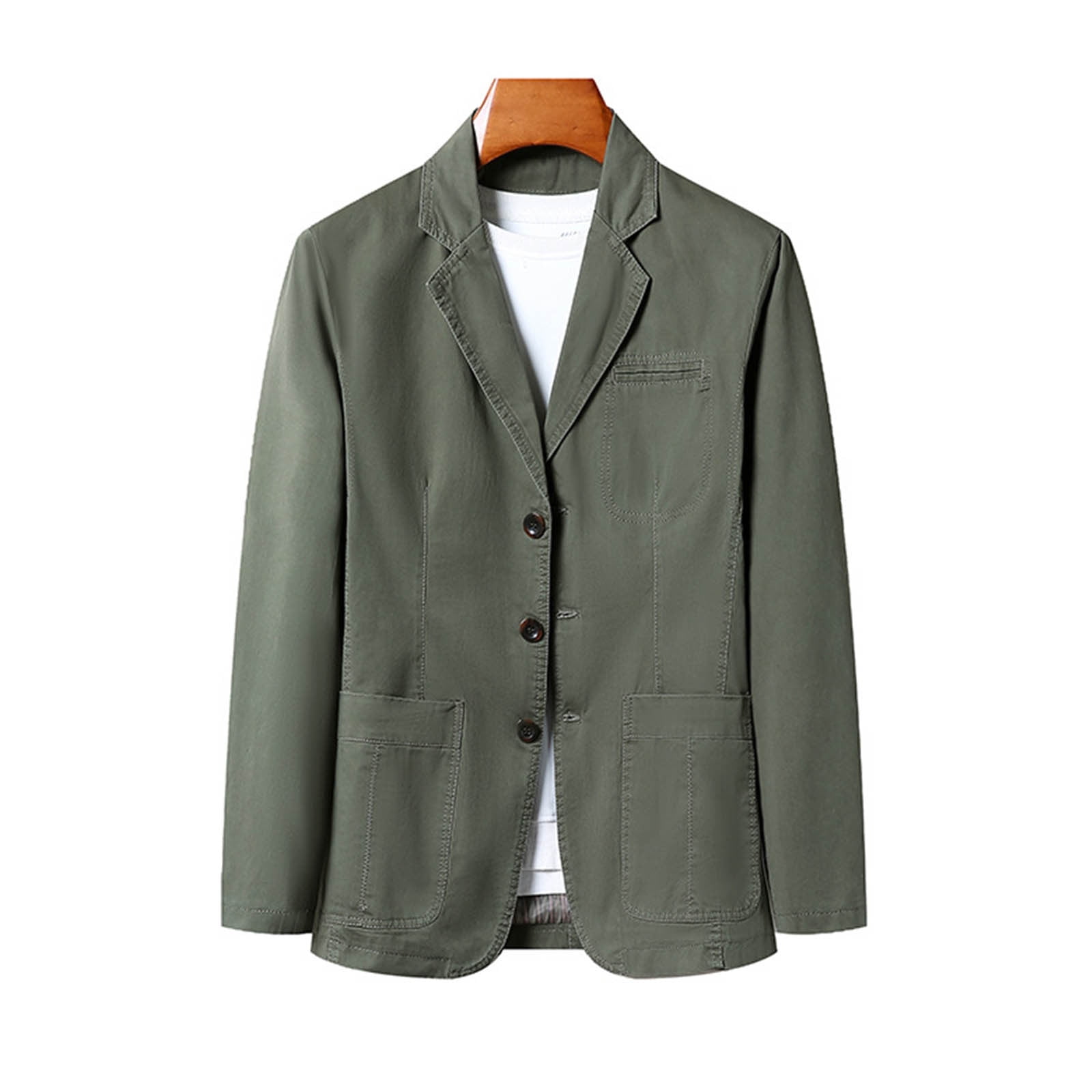 WAENQINLA Mens Casual Blazer 3 Button Cotton Twill Suit Jackets Formal ...