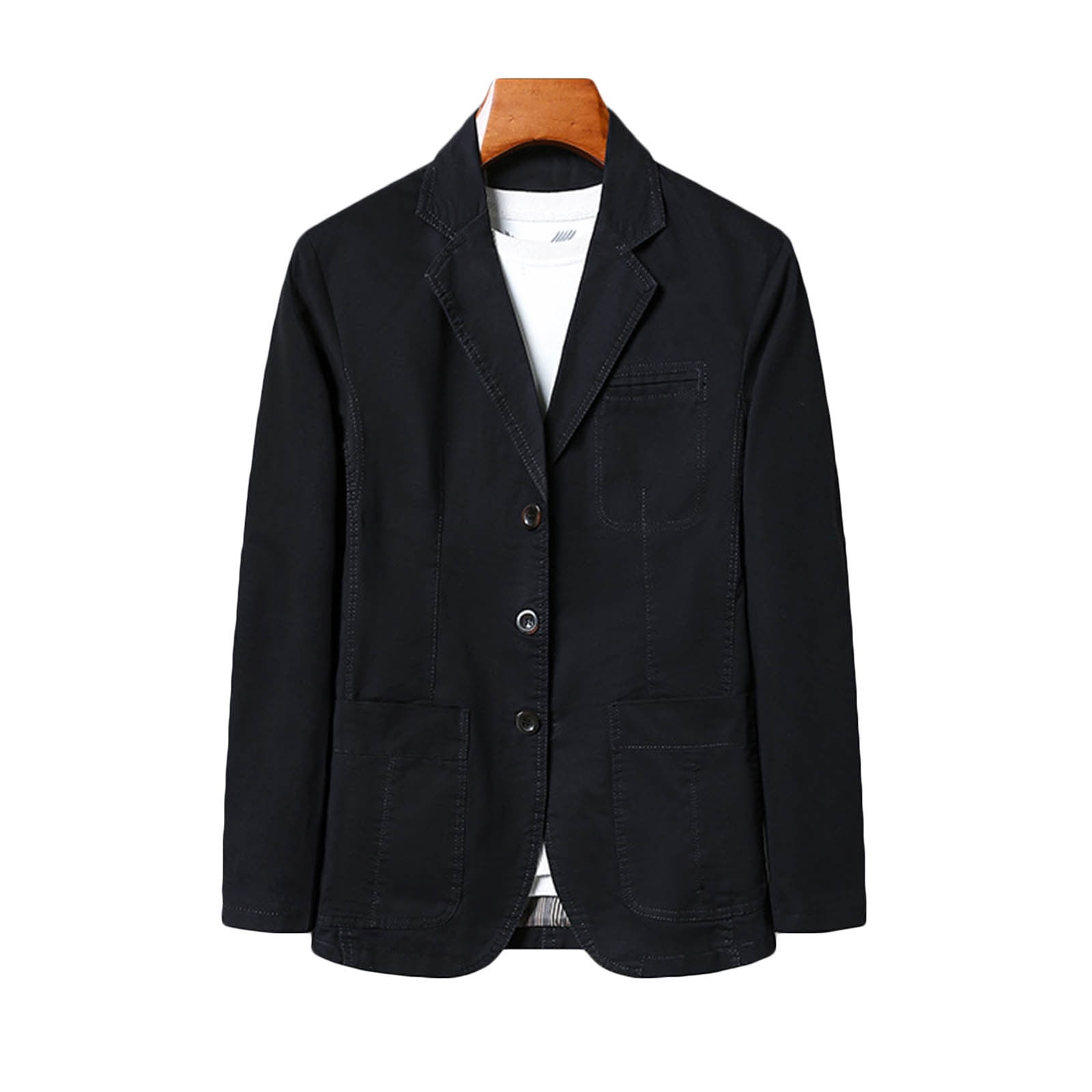 WAENQINLA Mens Casual Blazer 3 Button Cotton Twill Suit Jackets Formal ...