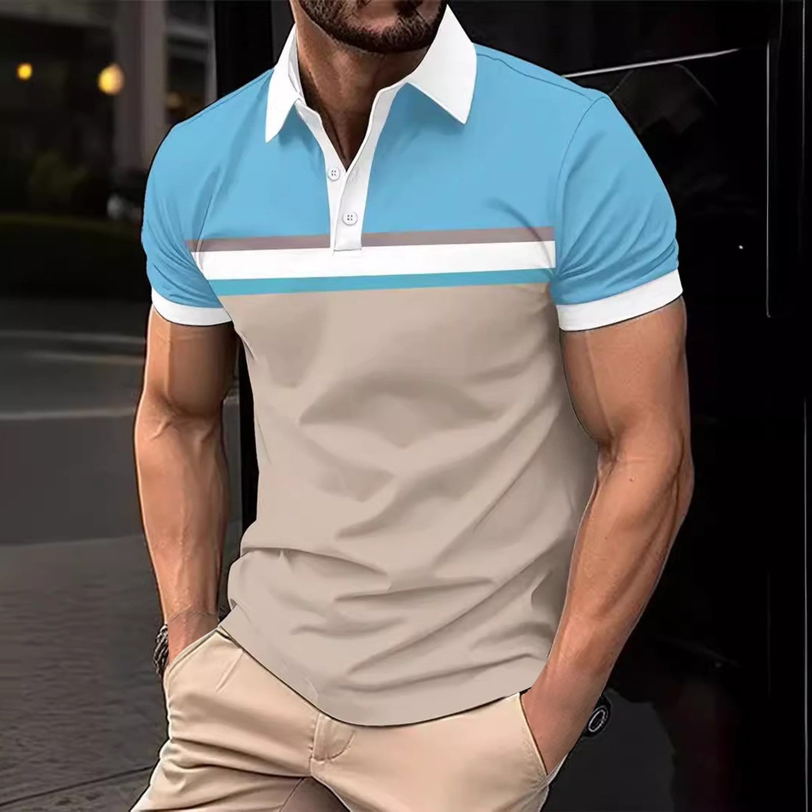 WAENQINLA Mens Color Block Golf Shirts 2025 Summer Short Sleeve ...