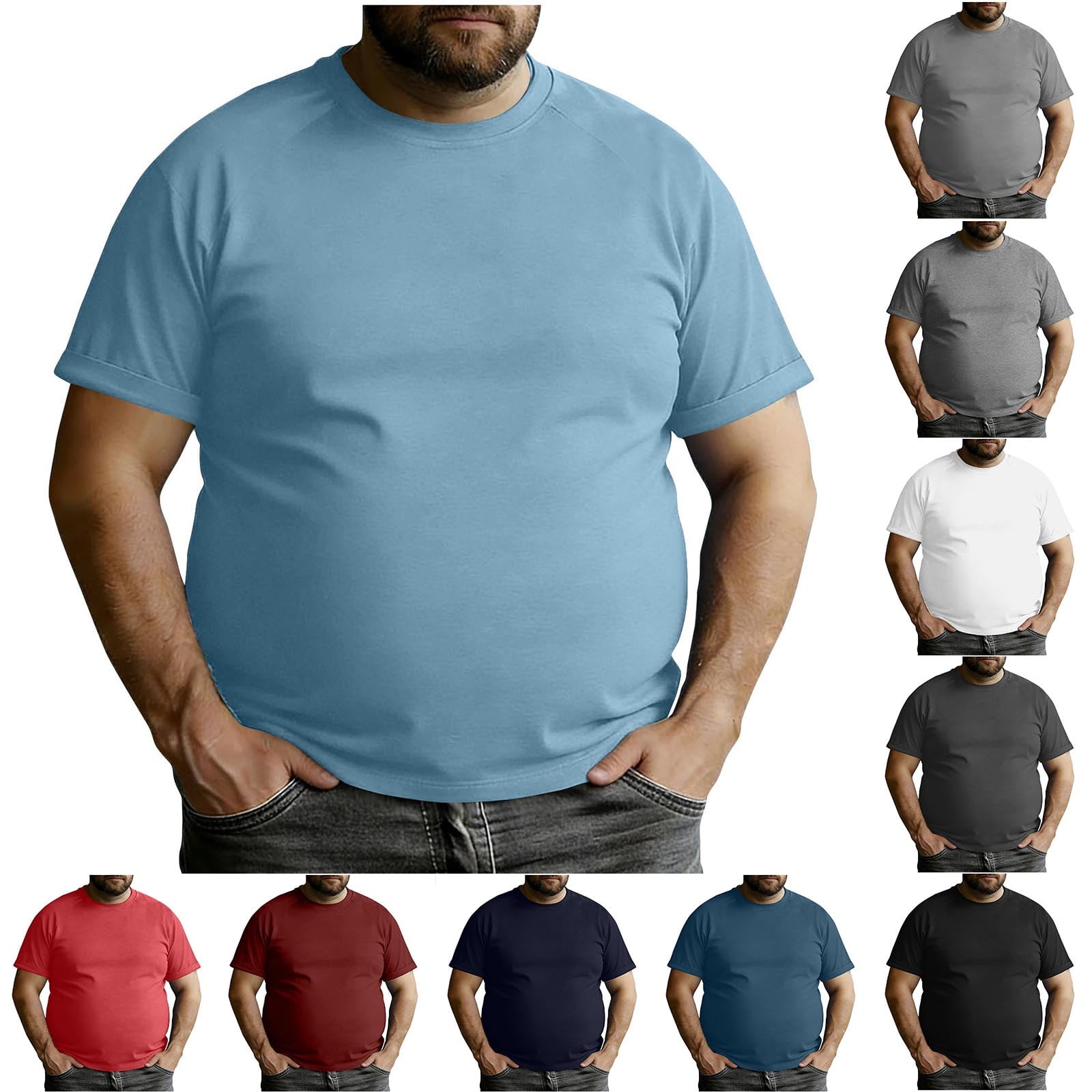 WAENQINLA Mens Crew Neck Tee Shirts Big & Tall Lightweight T Shirts ...
