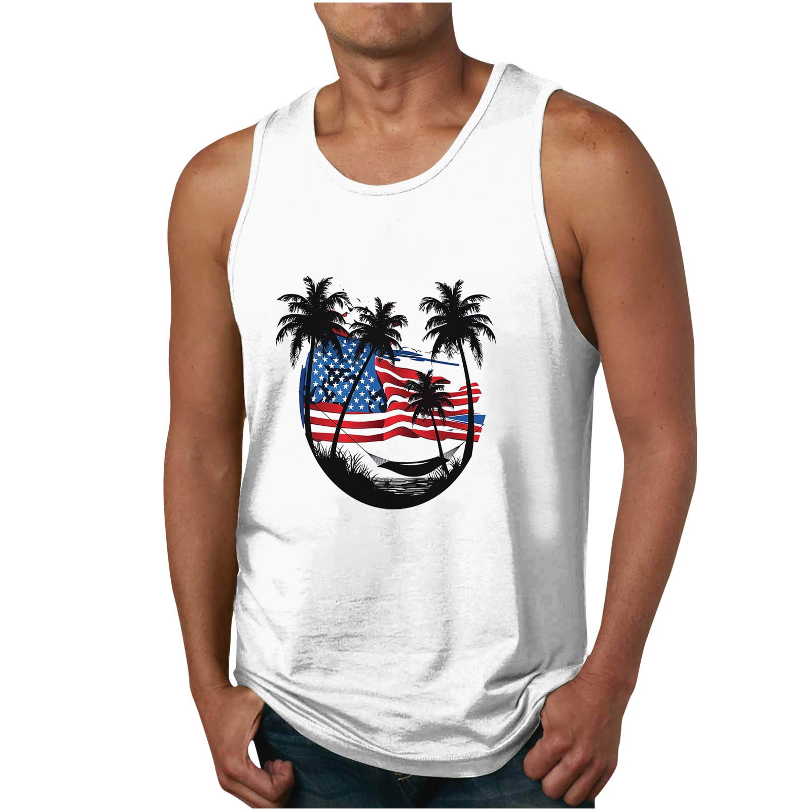 WAENQINLA Mens Graphic Tank Tops Muscle 1776 American Flag Sleeveless ...