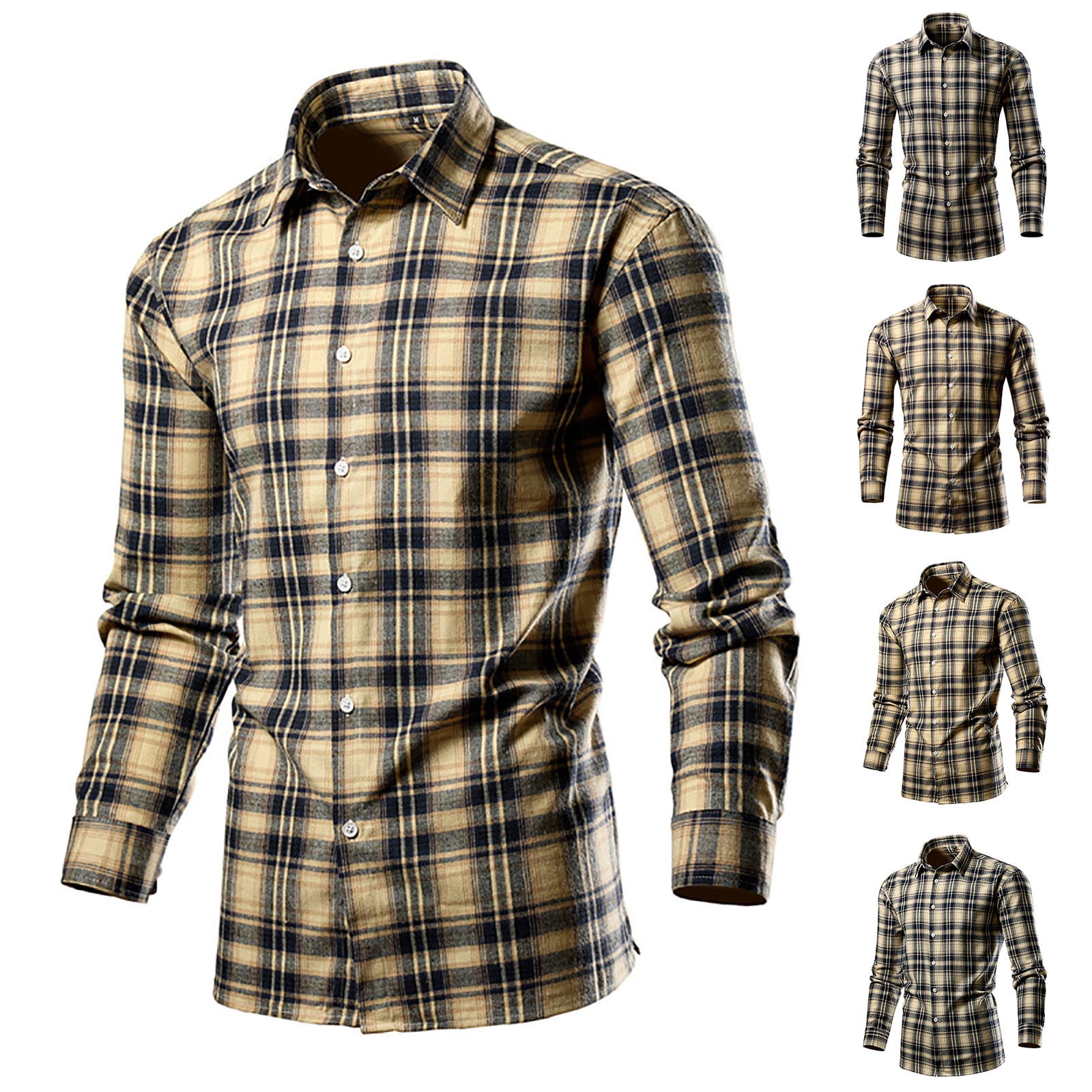 WAENQINLA Mens Long Sleeve Shirt Button Down Collared Shackets Winter ...