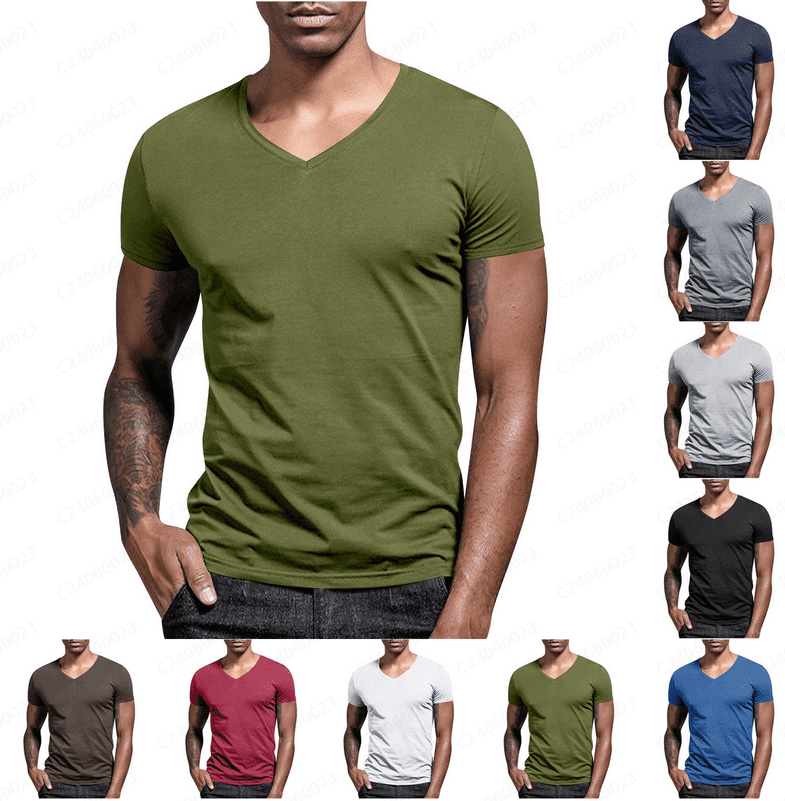 WAENQINLA Mens Shirts Big and Tall V Neck T Shirts Men Classic Short Sleeve T-Shirt Casual ...