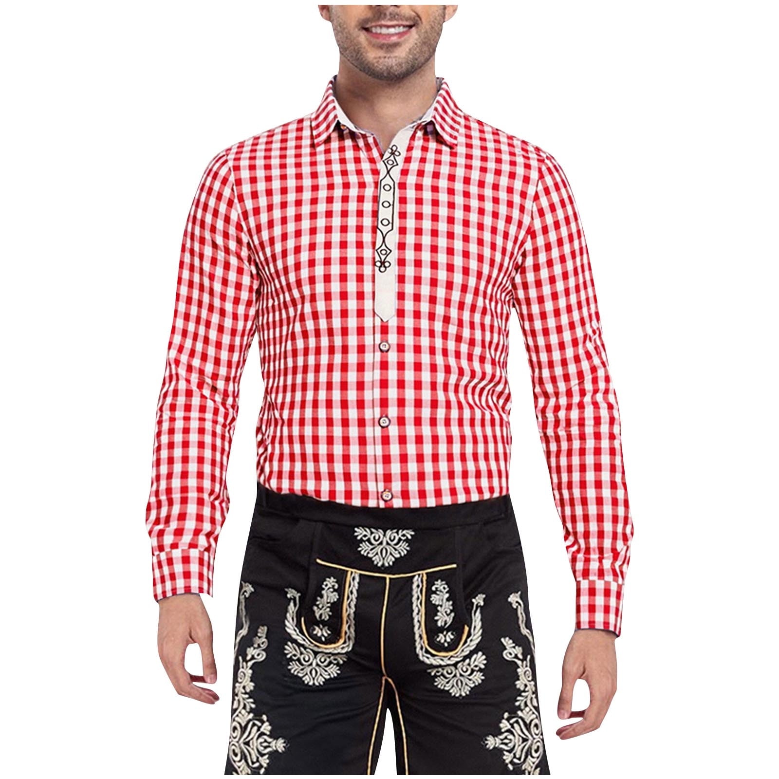 WAENQINLA Mens Slim Fit Shirts Button Up Regular Fit Tops Plaid Graphic ...